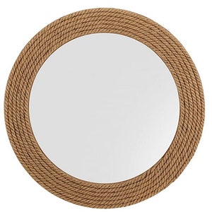 MDF Wood Jute Rope Mirror Rustic Nautical Wall Mount Mirror Coastal ...