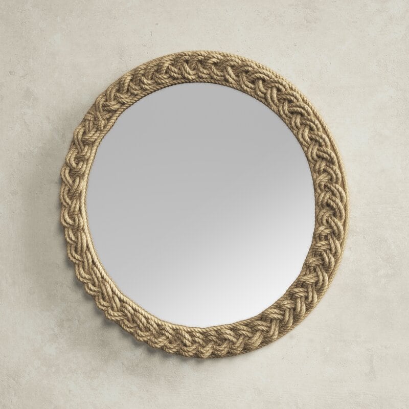 MDF Wood Jute Rope Mirror Rustic Nautical Wall Mount Mirror Coastal ...
