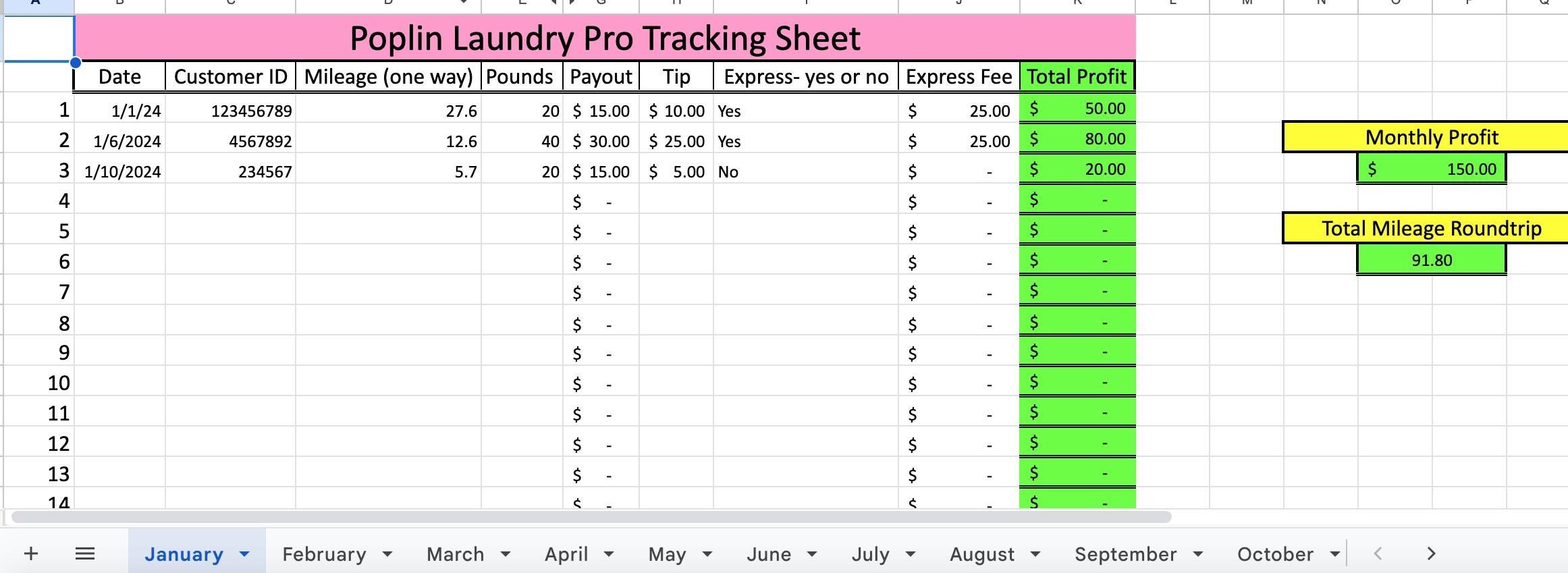 Poplin Laundry Pro Income Tracking - Etsy