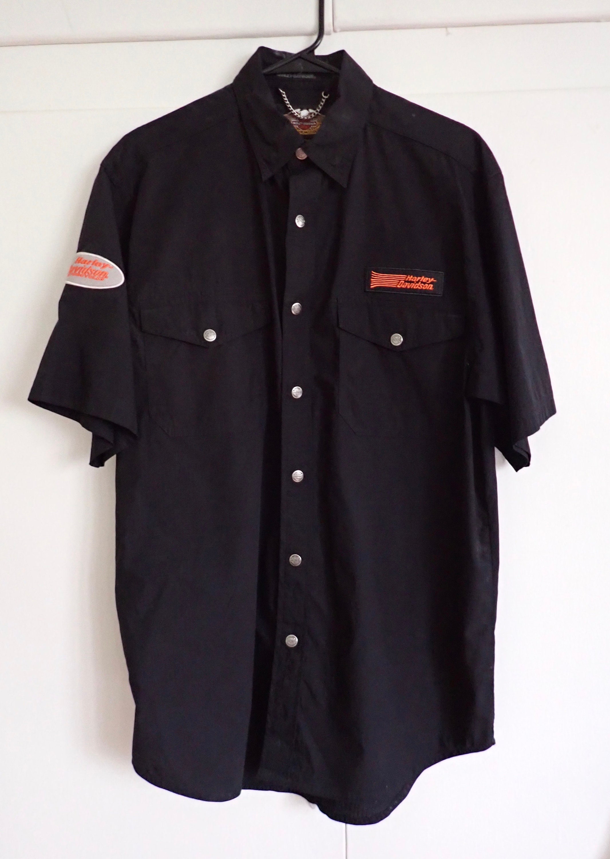 Vintage Harley Davidson Shortsleeve Snap Closure Work Shirt Mens Size M ...