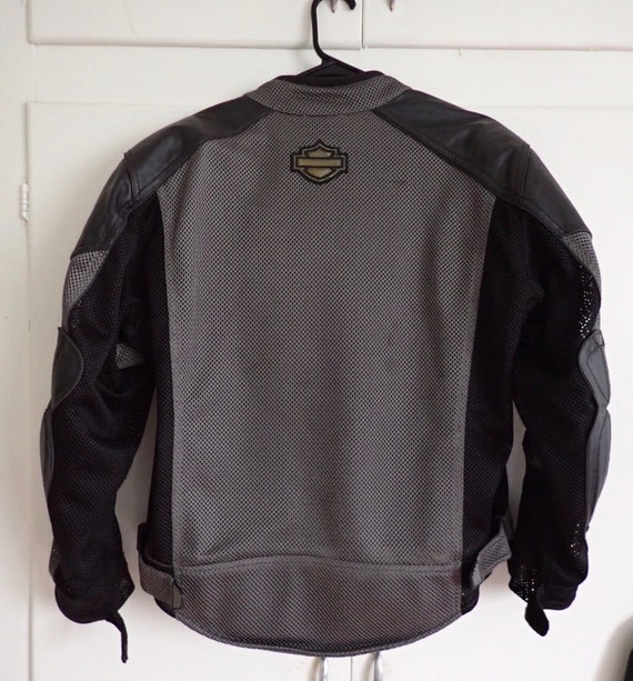 Harley-Davidson Gray Mesh and Leather Riding Jacket -… - Gem