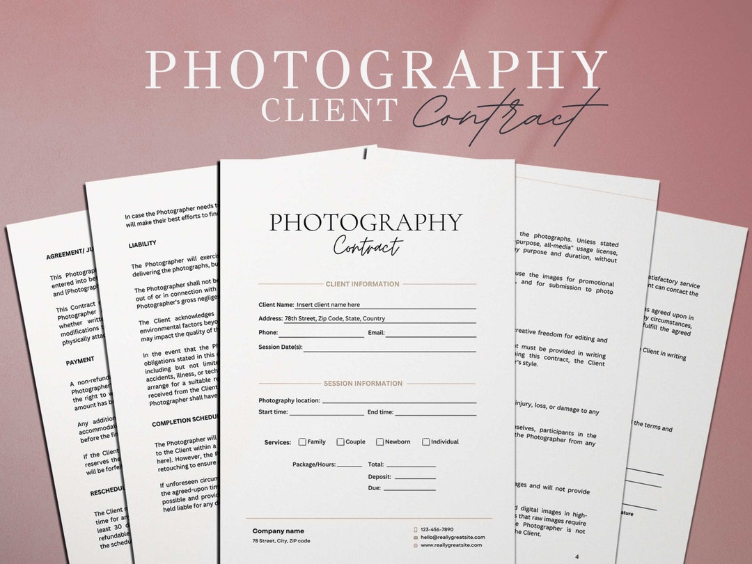 Photography Client Contract Template | Commercial Photography Contract ...