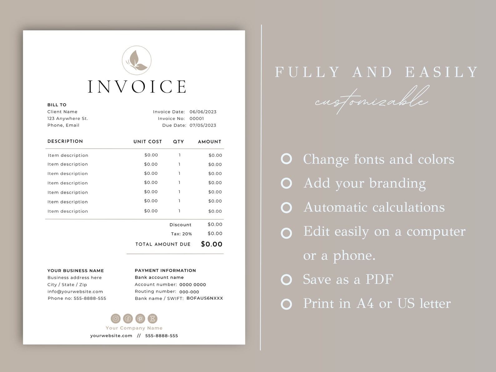 Invoice Template Google Sheets | Invoice for Small Business | Editable ...