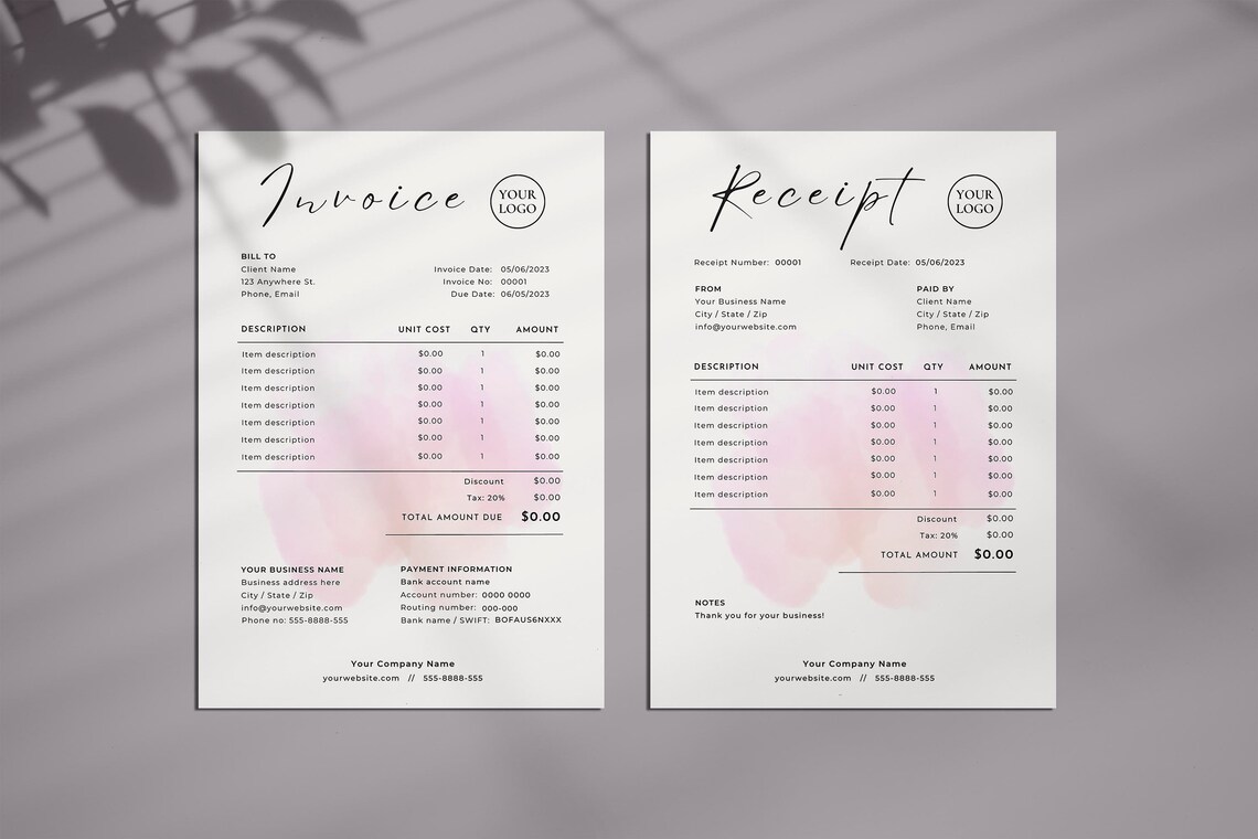 Invoice Receipt in Google Docs | Receipt Template Bundle | Editable ...