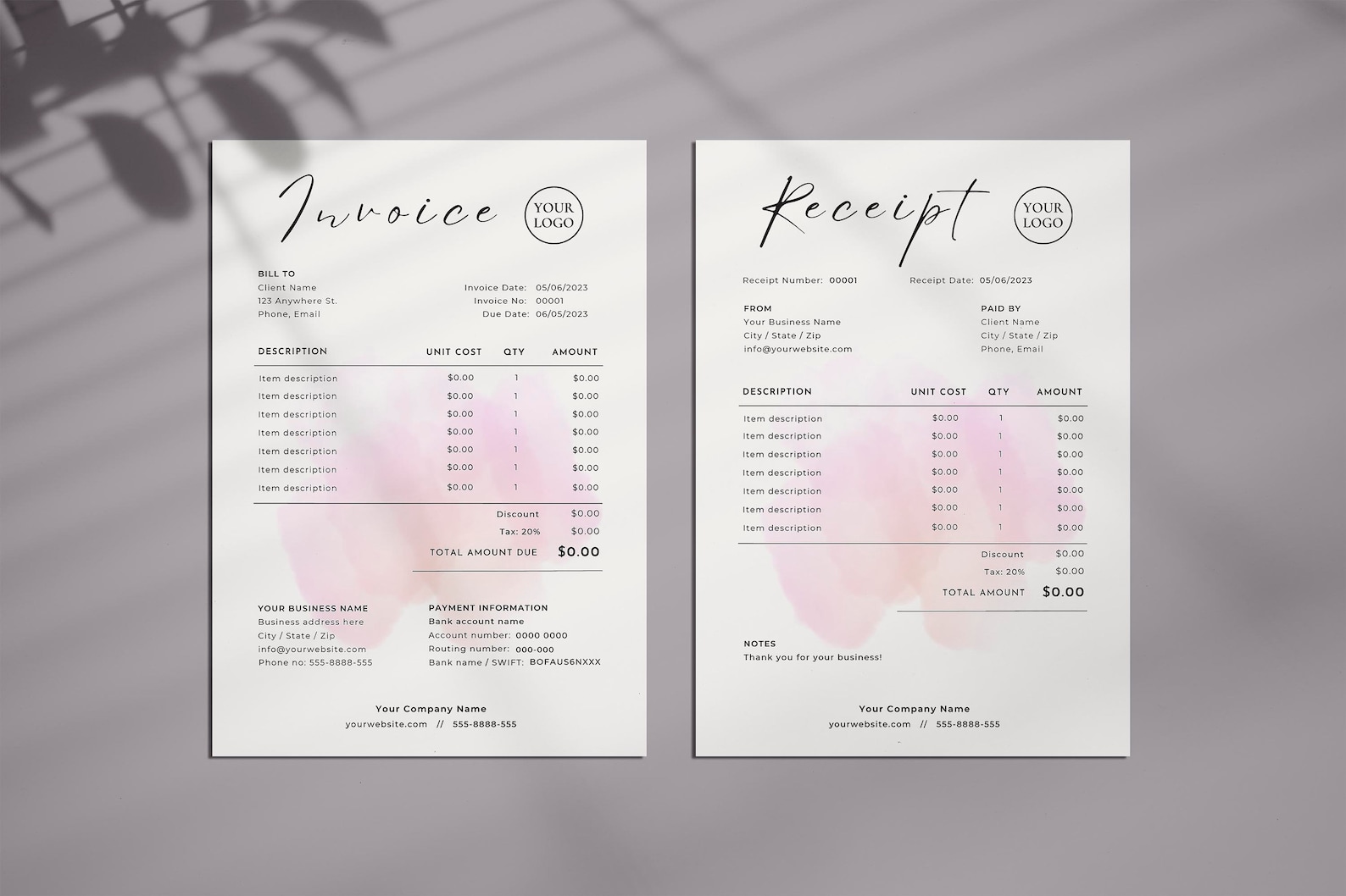 Invoice Receipt in Google Docs | Receipt Template Bundle | Editable ...