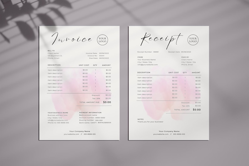 Invoice Receipt in Google Docs | Receipt Template Bundle | Editable ...