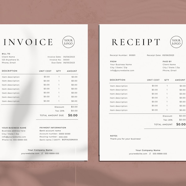 Receipt and Invoice Template - Etsy Australia