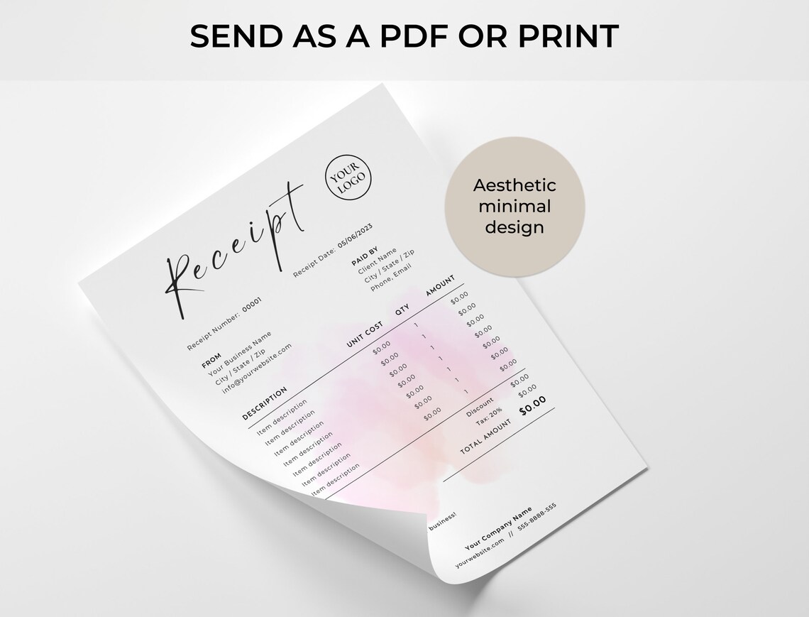 Invoice Receipt in Google Docs | Receipt Template Bundle | Editable ...