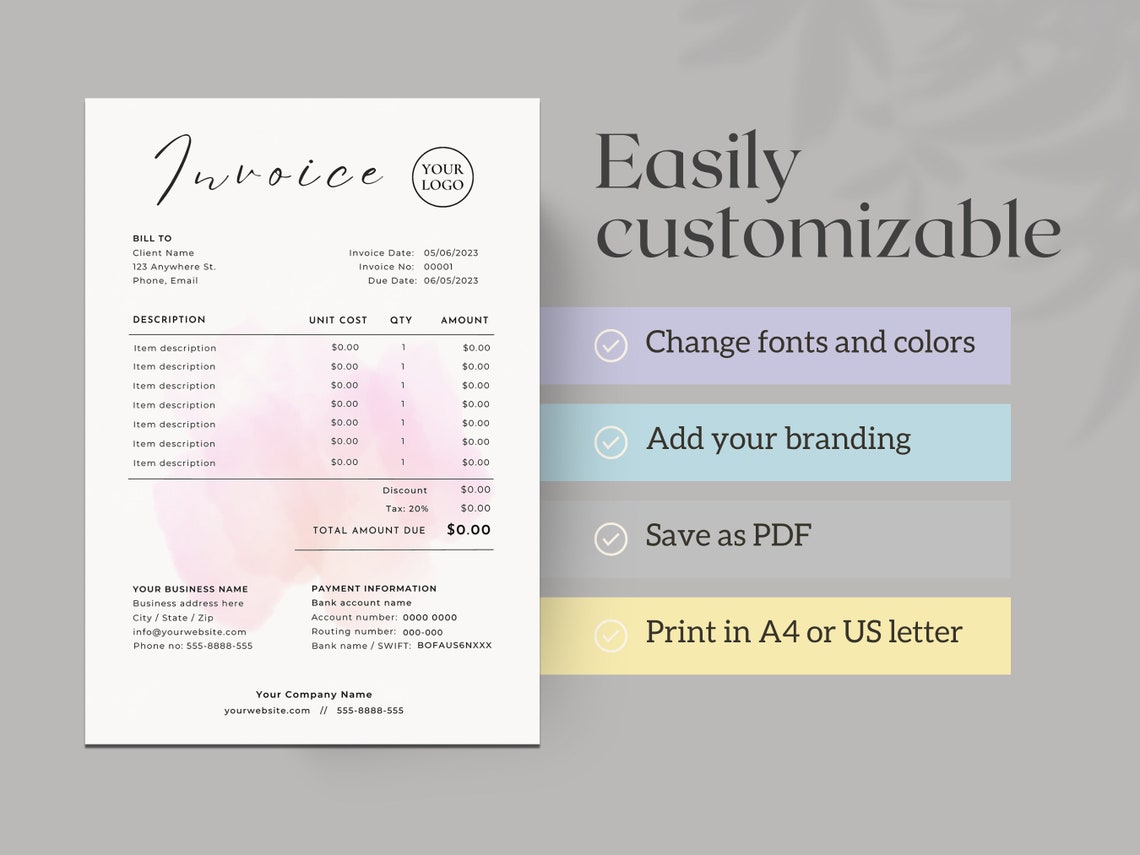 Invoice Receipt in Google Docs | Receipt Template Bundle | Editable ...