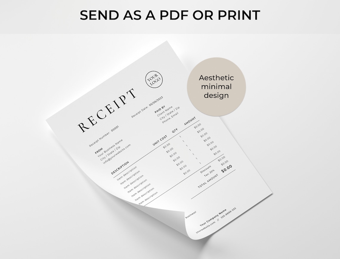Receipt Template | Receipt for Small Business | Editable Receipt ...