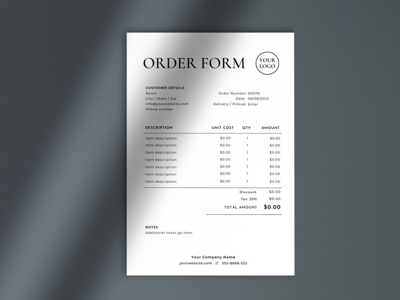 Editable Order Form Template Google Sheets | Order Form for Small ...