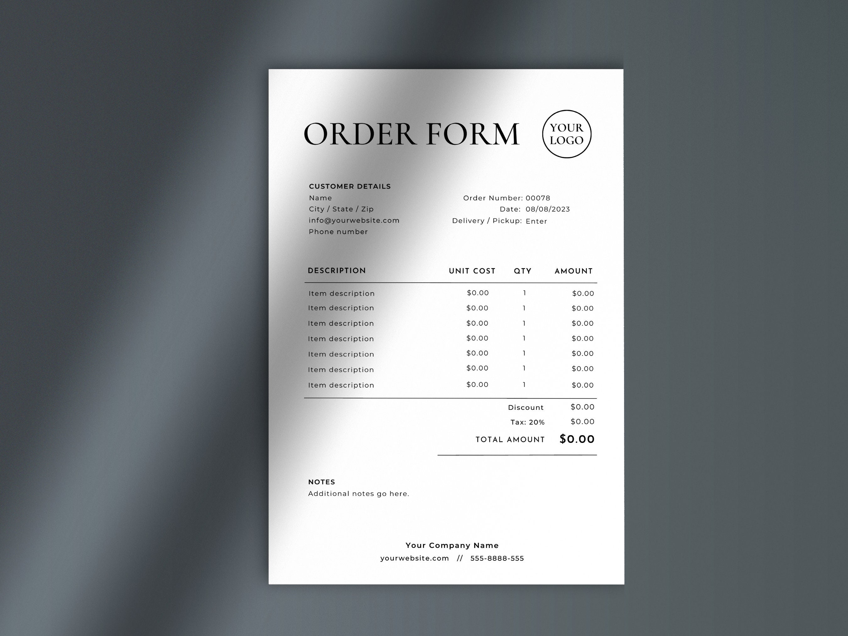 Editable Order Form Template Google Sheets | Order Form for Small ...