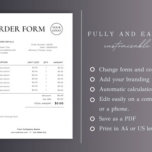 Editable Order Form Template Google Sheets | Order Form for Small Business | Editable Order Form ...