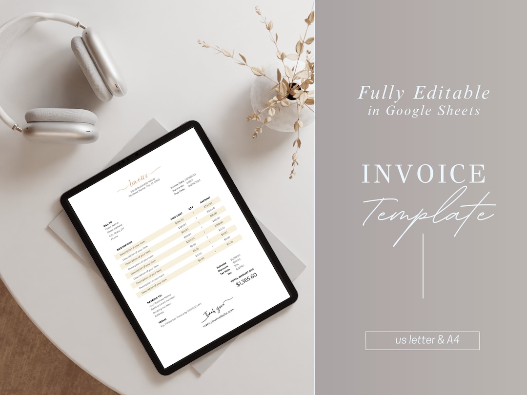 Invoice Template Google Sheets | Invoice for Small Business | Editable ...