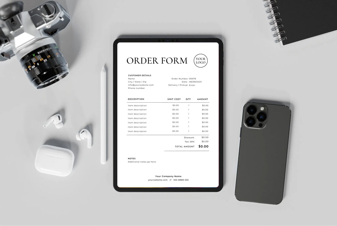 Editable Order Form Template Google Sheets | Order Form for Small ...