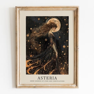Asteria Greek Goddess of Stars and Constellations, Art Nouveau Style ...