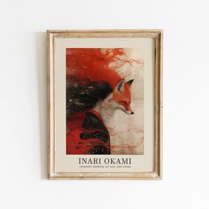 Inari Okami Japanese Goddess of Rice and Foxes, Tonalism Style, Shinto ...
