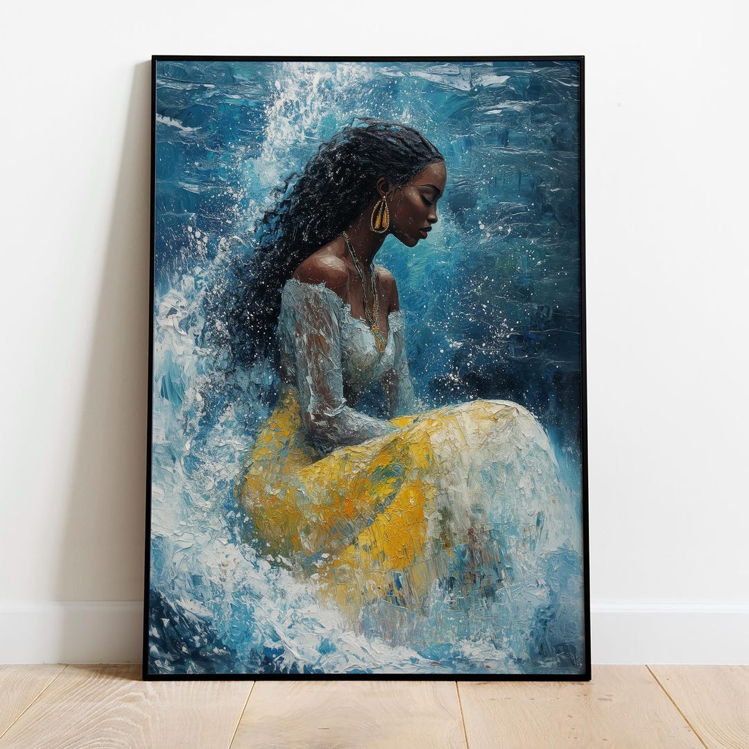 Yoruba Mythology Goddess Yemayá Print, Yoruba Goddess Wall Art, Ocean ...
