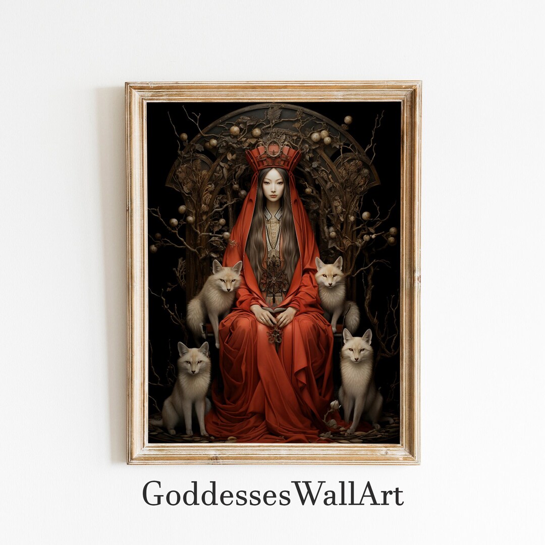 Inari Okami Japanese Goddess of Rice and Foxes, Renaissance Wall Art ...