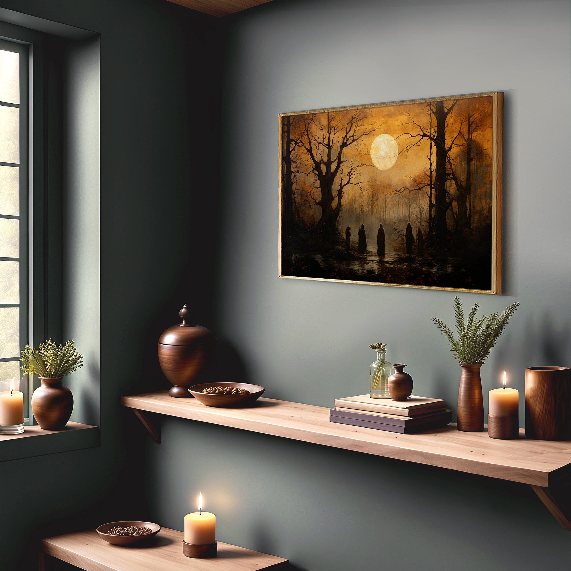 Full Moon Ritual Wall Art Witchy Decor Moon Decor Surreal - Etsy