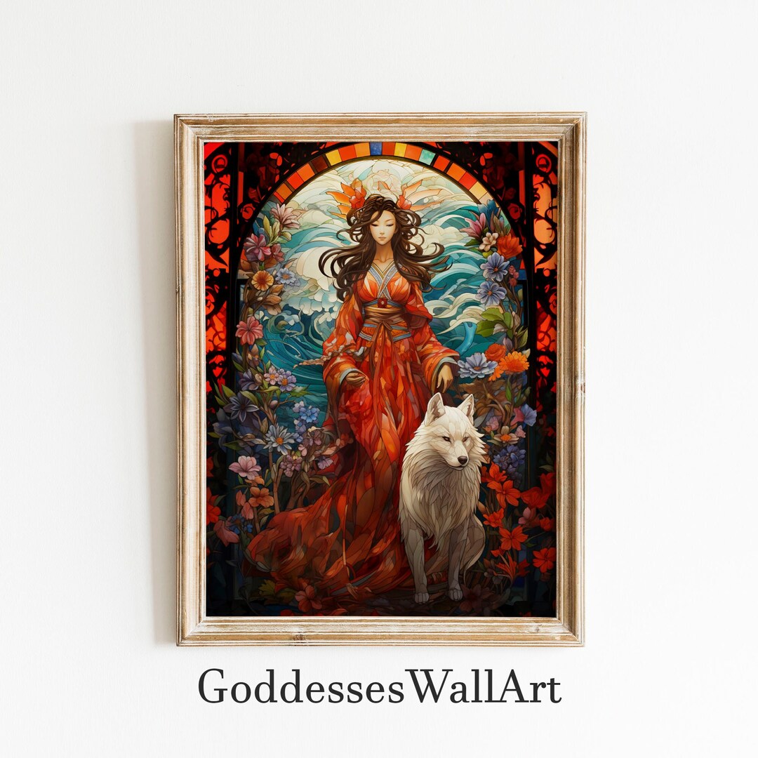 Goddess Inari Okami, Japanese Goddess of Rice and Foxes, Wall Art ...