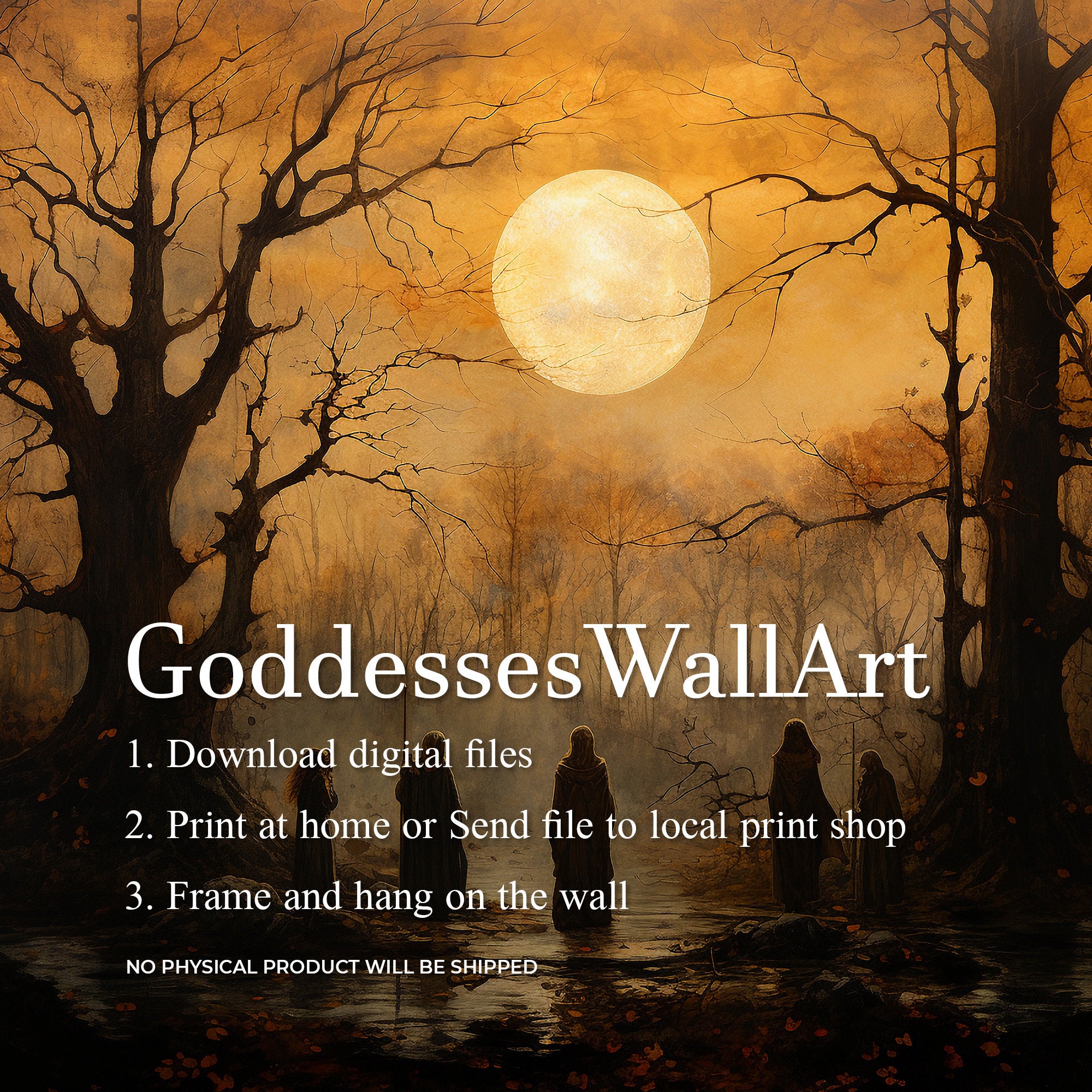 Full Moon Ritual Wall Art Witchy Decor Moon Decor Surreal - Etsy