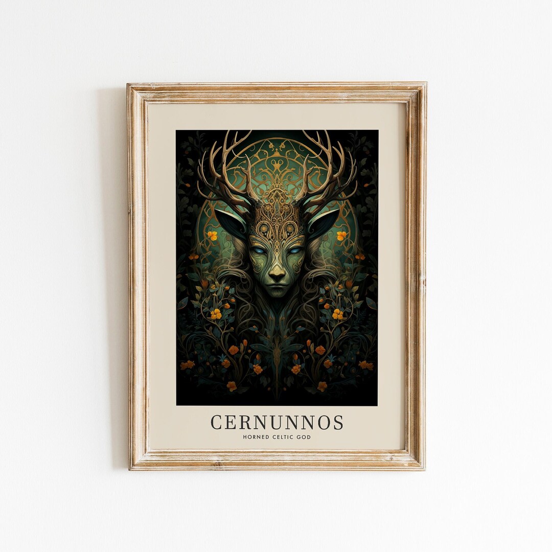 Cernunnos Art Print, Celtic God With Deer Horns, Celtic Mythology Art ...