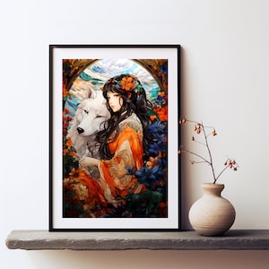 Goddess Inari Okami, Japanese Goddess of Rice and Foxes, Wall Art ...