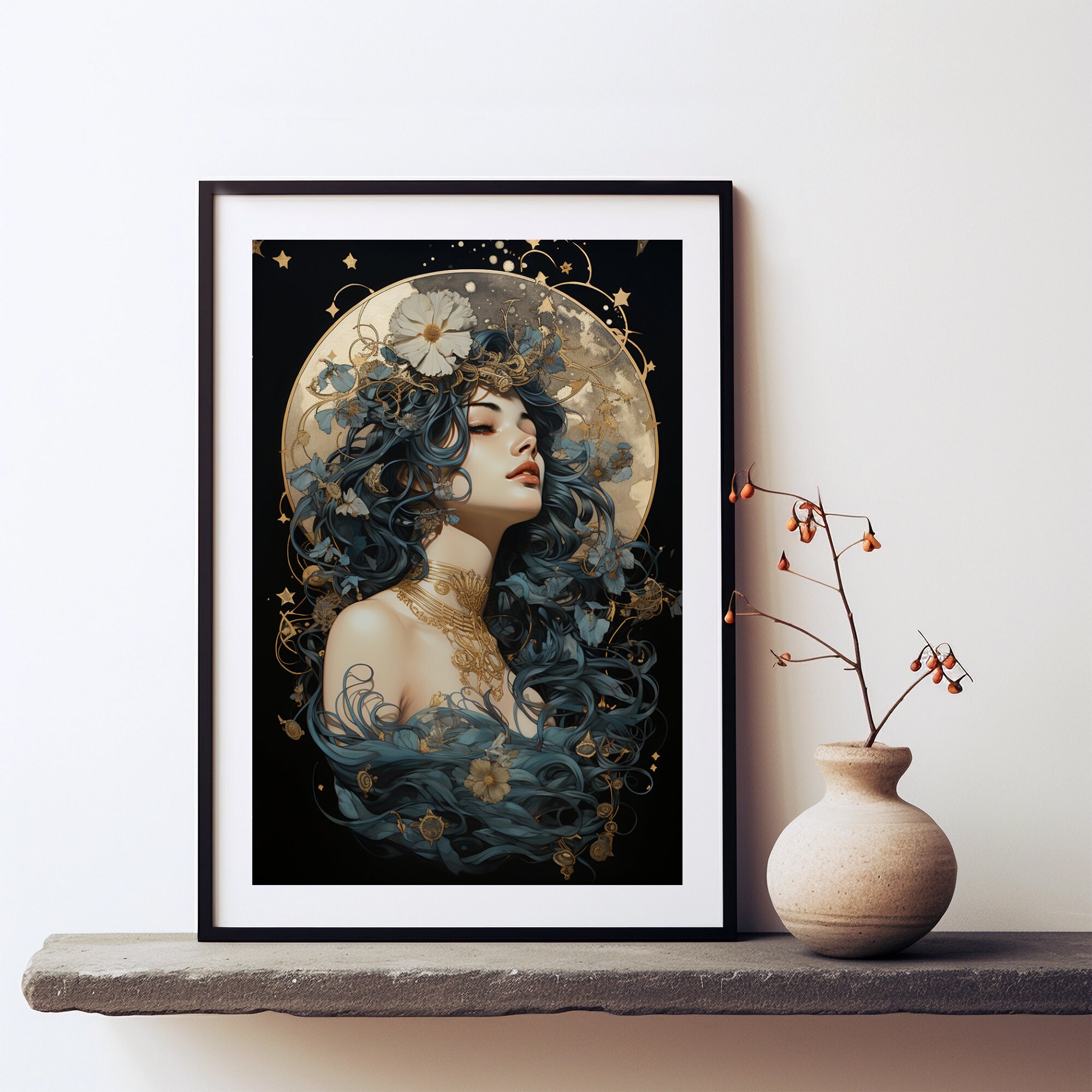 Selene Greek Goddess of the Moon Wall Art Chromolithograph - Etsy