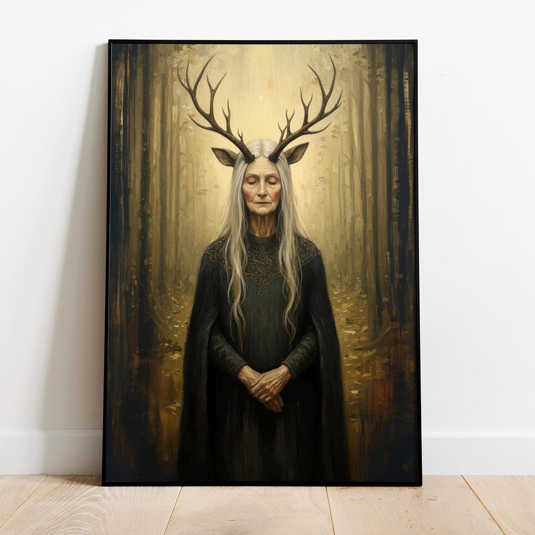 Elen of the Ways Wiccan Goddess Wall Art Print, Celtic Pagan Deer ...