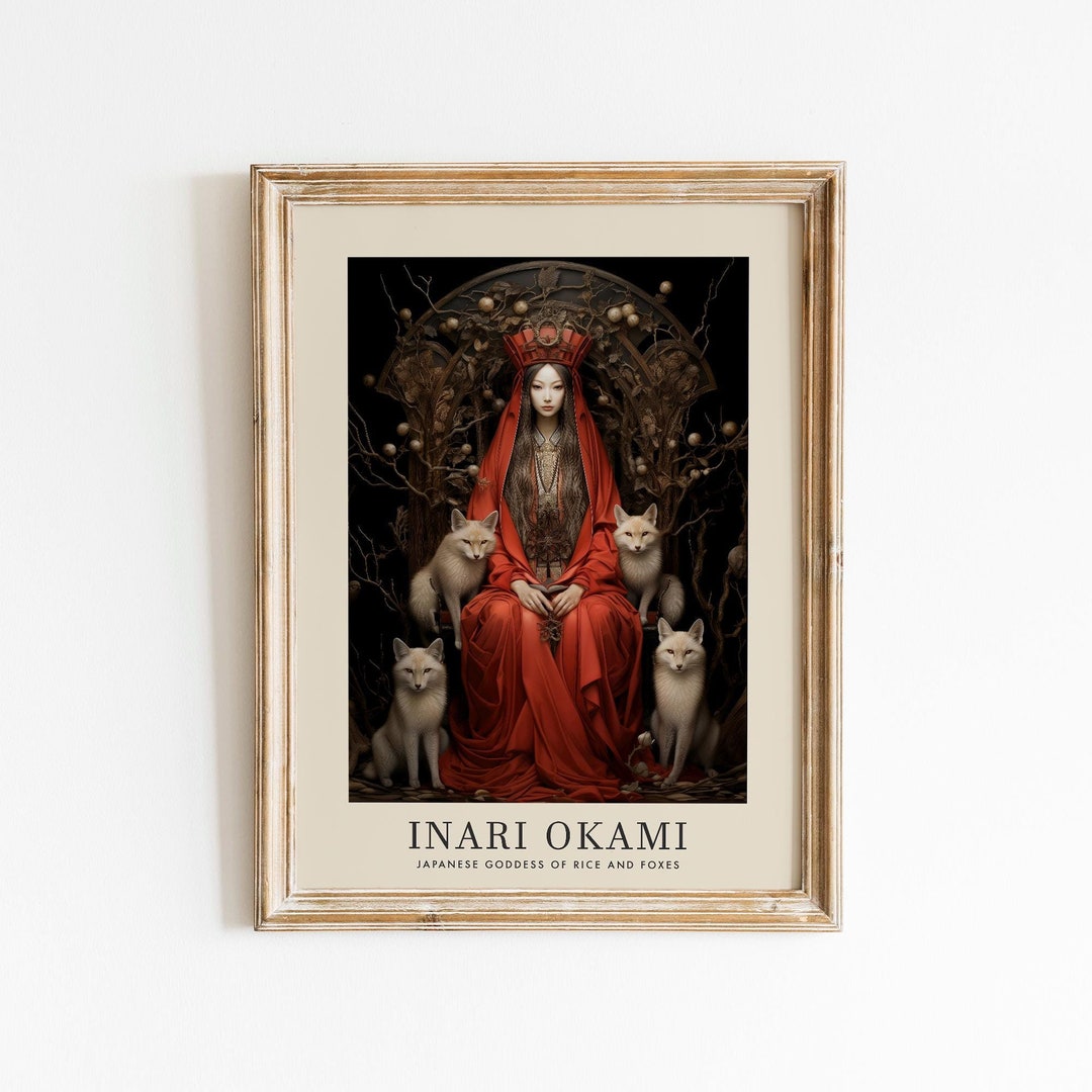 Inari Okami Japanese Goddess of Rice and Foxes, Renaissance Wall Art ...