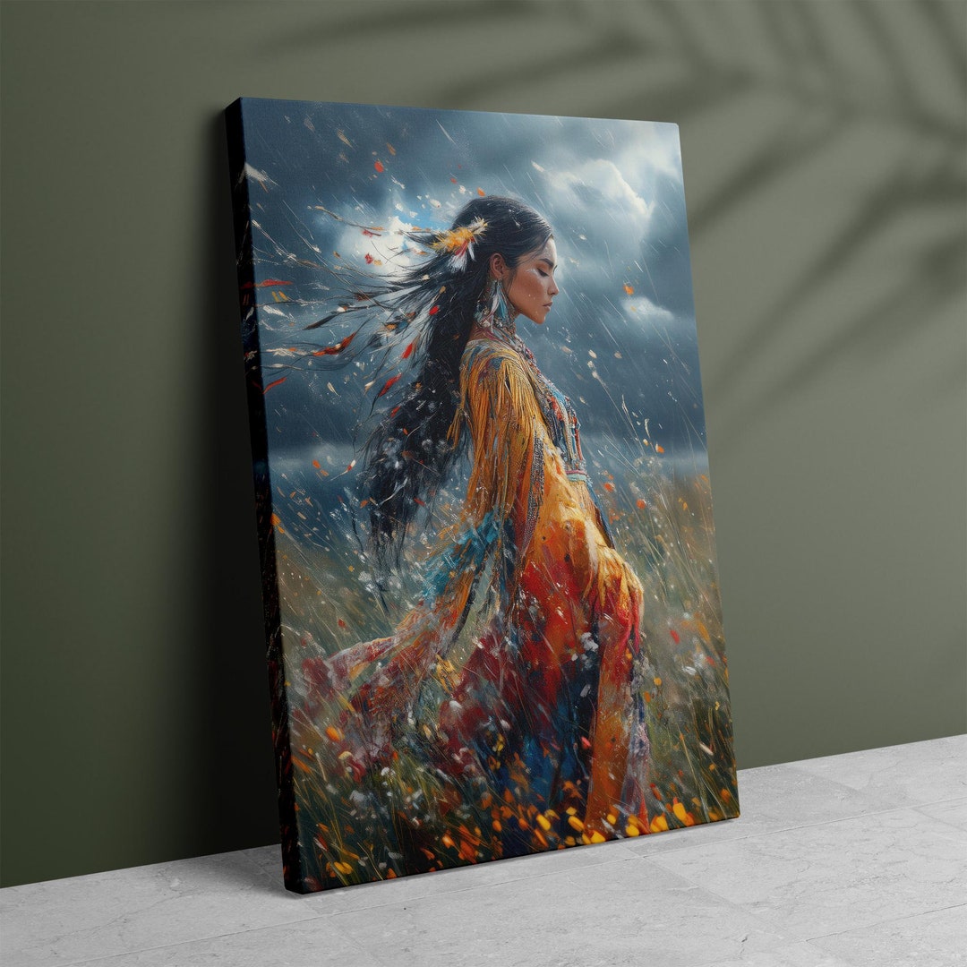 Native American Canvas Art, Goddess Atahensic Framed Art, Iroquois ...