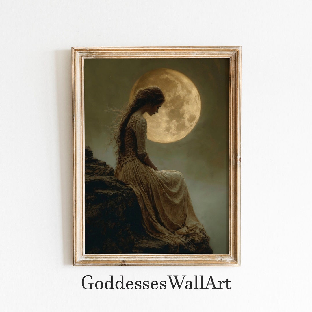 Selene Greek Goddess of the Moon, Printable Wall Art, Tonalism Style ...