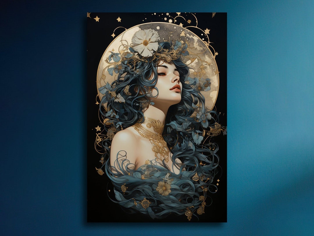 Selene, Greek Goddess of the Moon, Wall Art, Chromolithograph Style ...