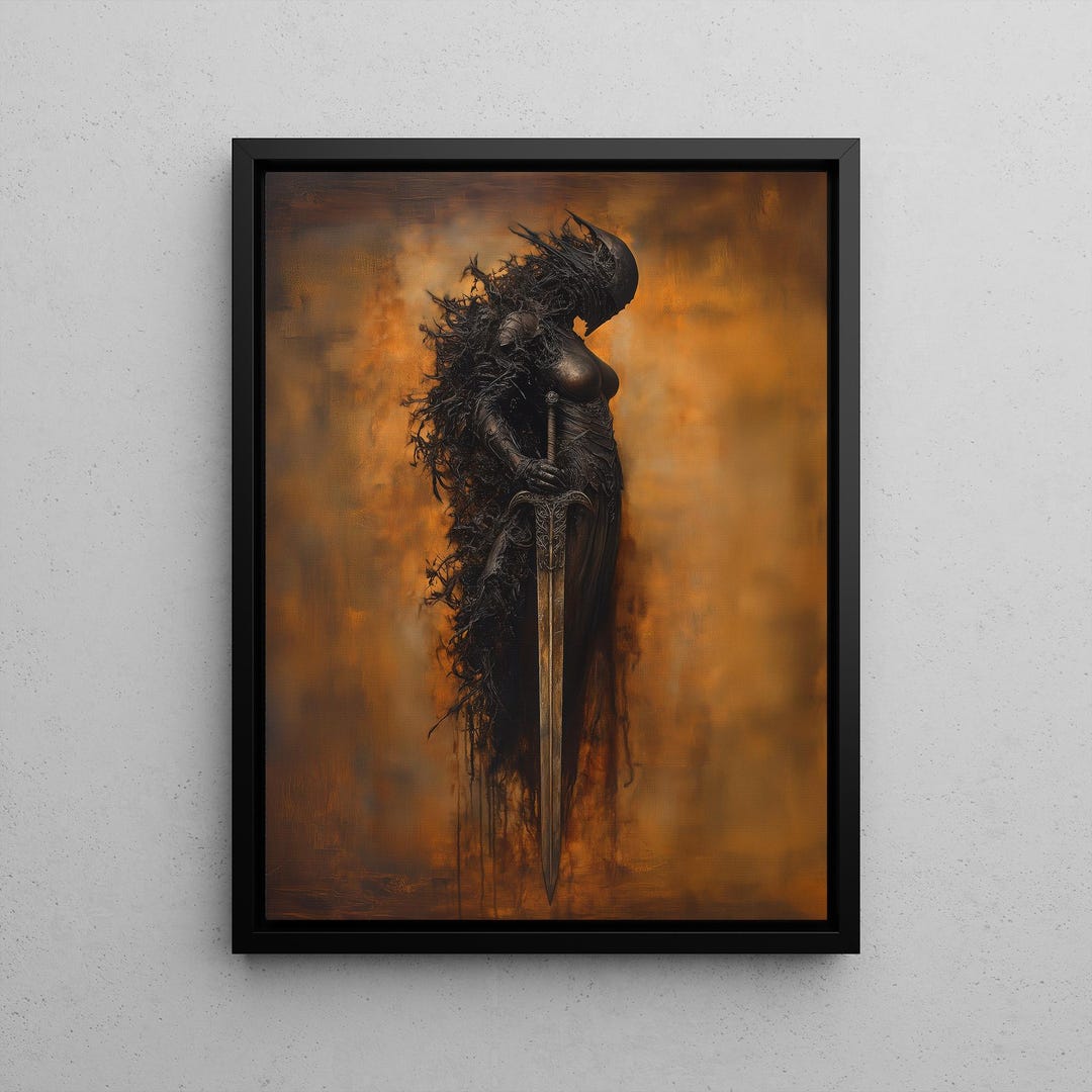 Gothic Framed Art, Supernatural Valkyrie Framed Canvas, Dark Academia ...