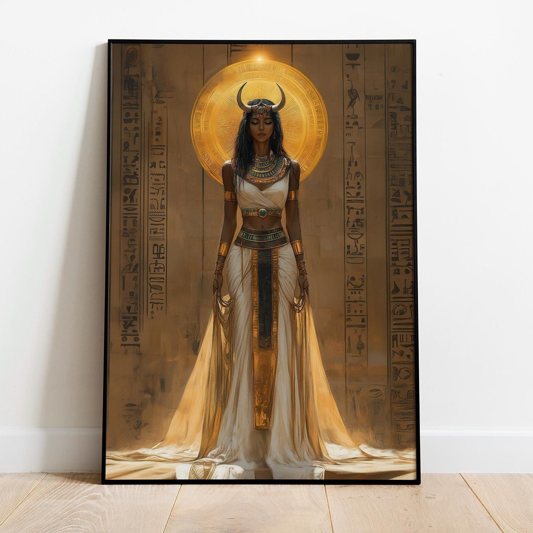 Hathor Poster Art Nouveau Print, Egyptian Goddess of Love, Music and ...