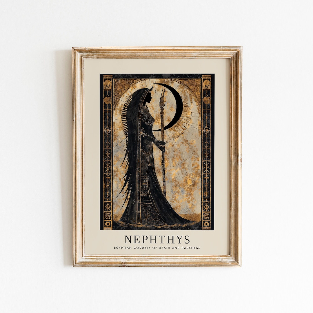 Nephthys Egyptian Goddess of Death and Darkness, Art Nouveau Print ...