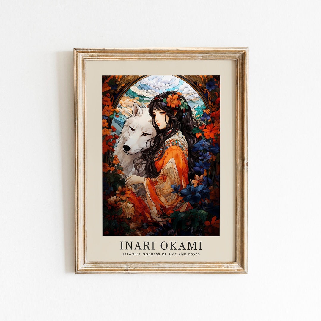 Goddess Inari Okami, Japanese Goddess of Rice and Foxes, Wall Art ...