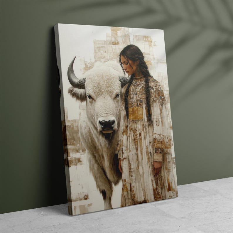 White Buffalo Woman Print, Native American Wall Art, Sioux Mythology ...