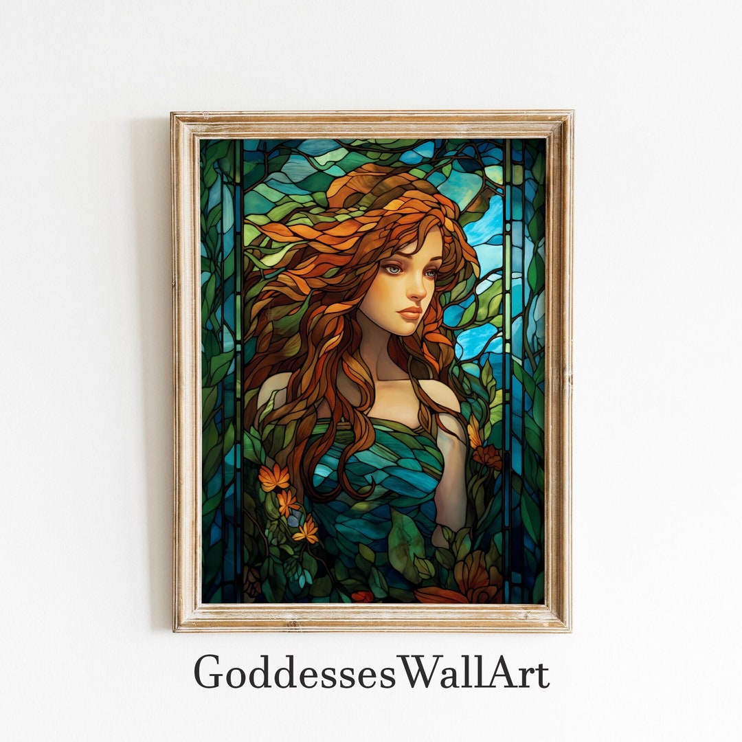 Gaia Greek Goddess of Earth, Stained Glass Style, Greek Mythology Decor ...