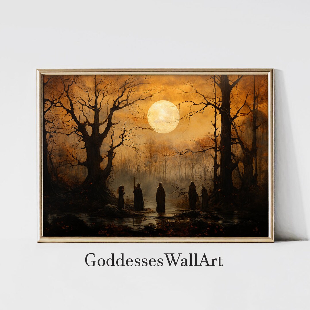Full Moon Ritual Wall Art, Witchy Decor, Moon Decor, Surreal Art ...