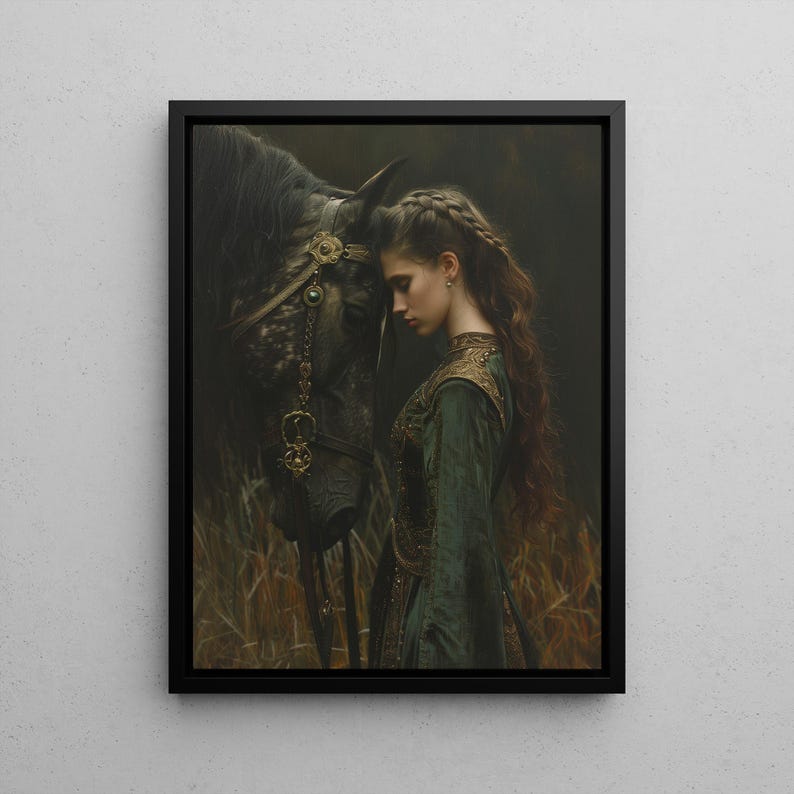 Rhiannon Goddess Wall Art | Celtic Mythology Horse Queen Print | Moody ...