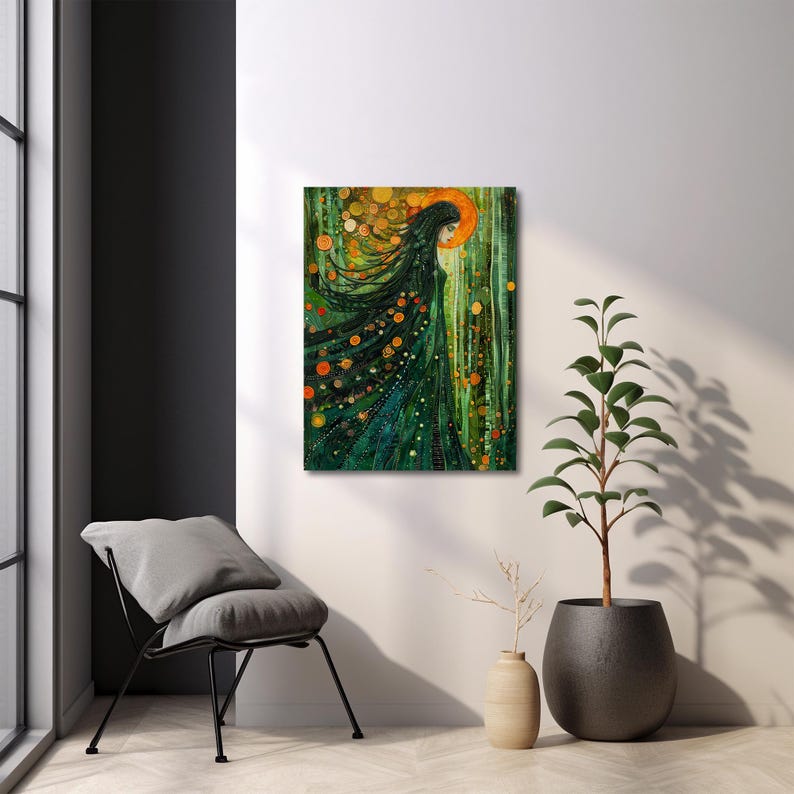 Goddess Flidais Canvas Art Nouveau Print, Celtic Goddess of Forest ...