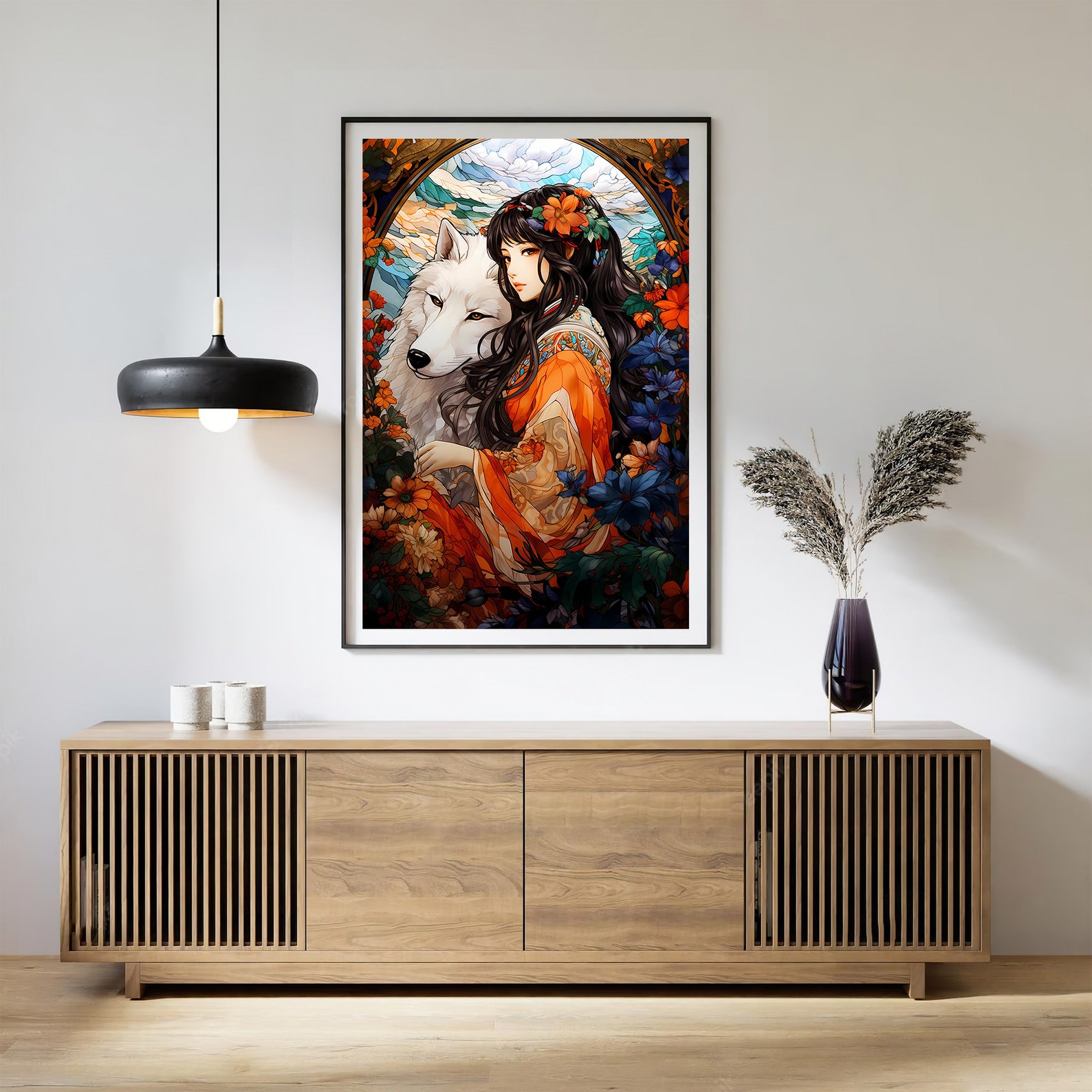 Goddess Inari Okami, Japanese Goddess of Rice and Foxes, Wall Art ...
