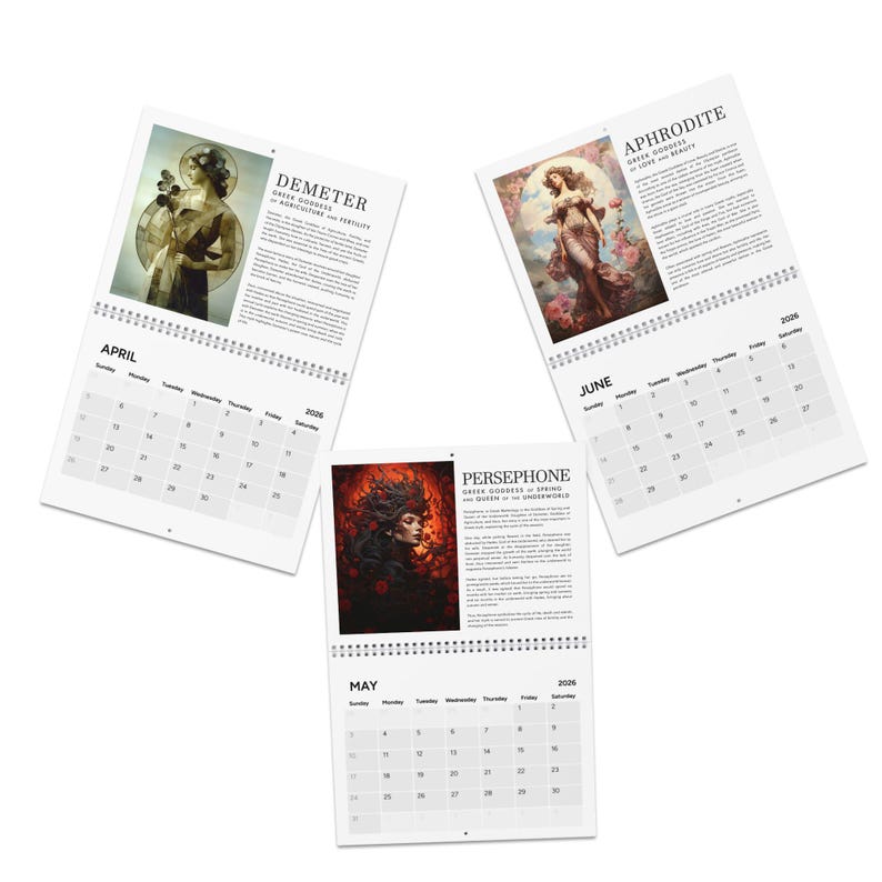 2026 Greek Goddesses Calendar, 2026 Yearly Wall Calendar, Full Year ...