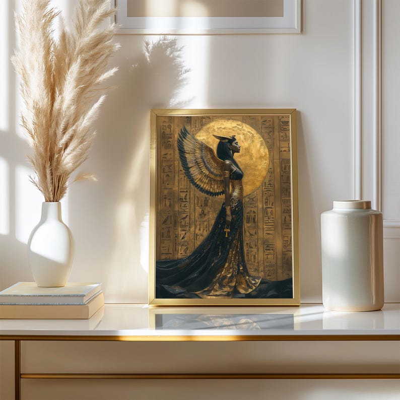 Bastet Wall Art Nouveau Print, Egyptian Goddess of War, Egyptian ...