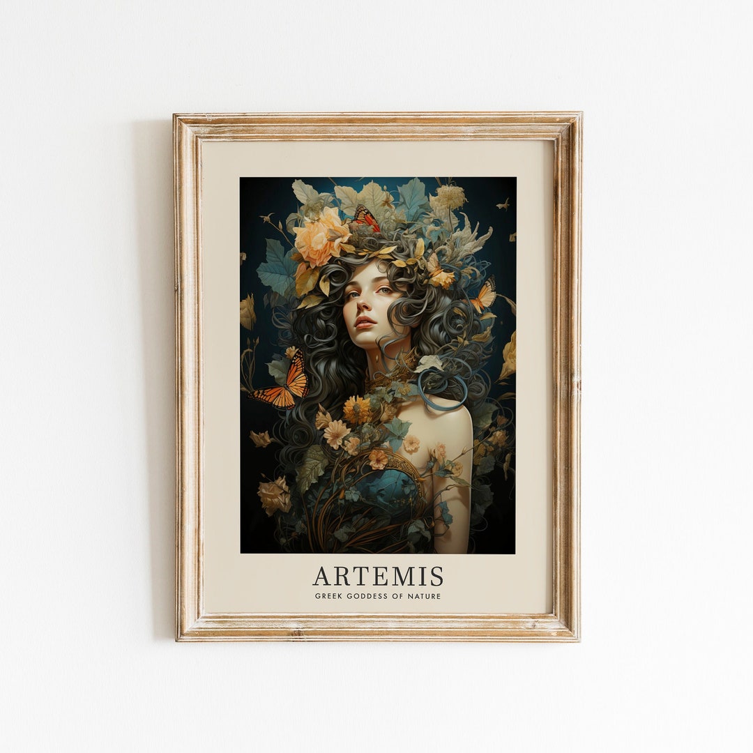 Artemis Greek Goddess of Nature, Chromolithograph Style, Wall Art ...