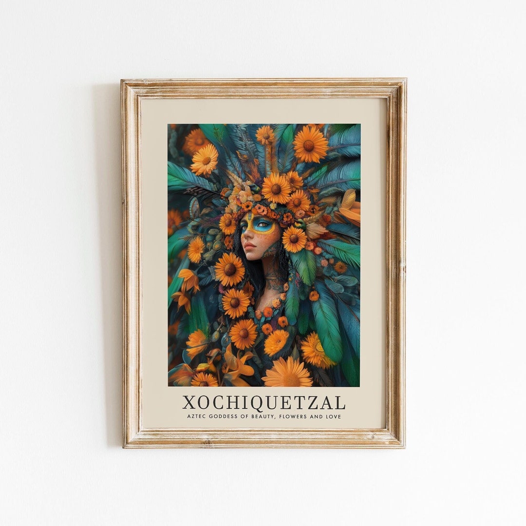 Xochiquetzal Aztec Goddess of Beauty, Flowers and Love, Fantasy Wall ...