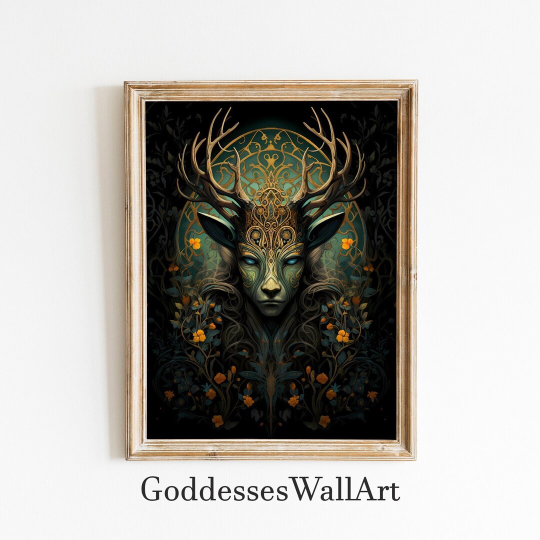 Cernunnos Art Print, Celtic God With Deer Horns, Celtic Mythology Art ...