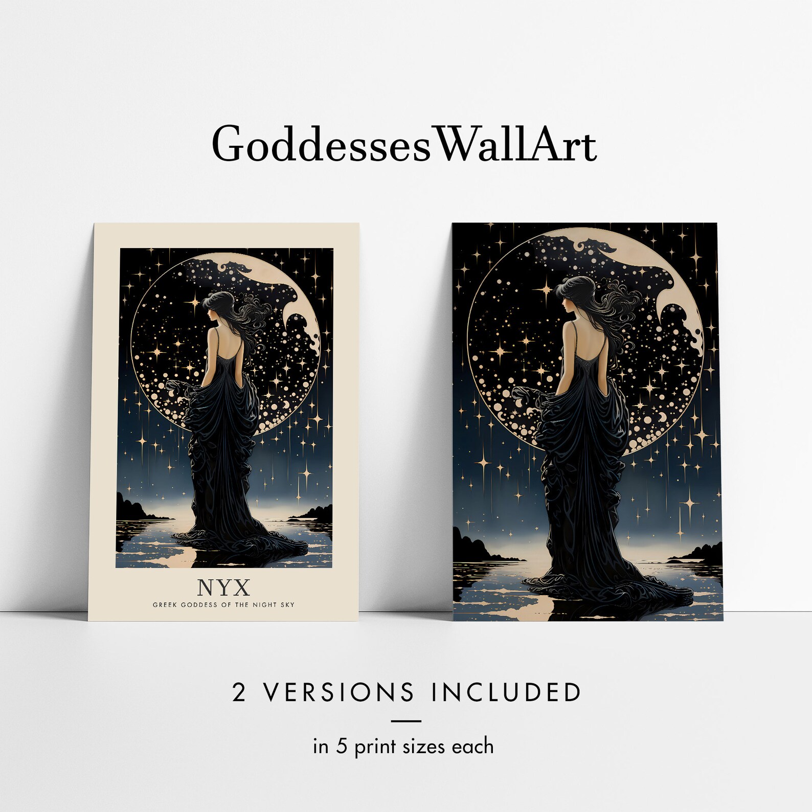 Nyx Art Print, Greek Goddess of the Night Sky Print, Mythology Wall Art ...